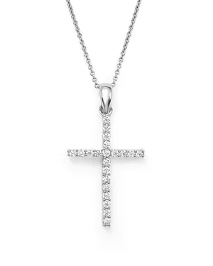 Bloomingdale'S Diamond Cross Pendant Necklace - White