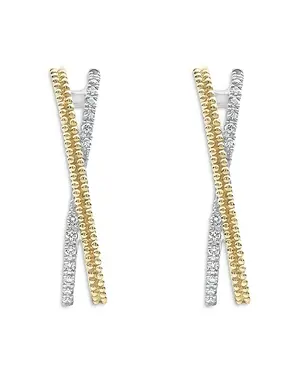 Lagos Caviar Lux Diamond Hoop Earrings - Silver