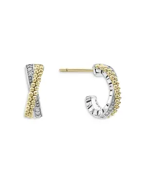 Lagos Caviar Lux Diamond Hoop Earrings - Silver