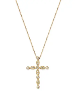 Bloomingdale'S Diamond Cross Pendant Necklace - White/gold