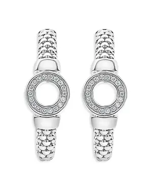 Lagos Sterling Diamond Hoop Earrings - Silver