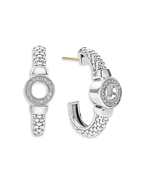 Lagos Sterling Diamond Hoop Earrings
