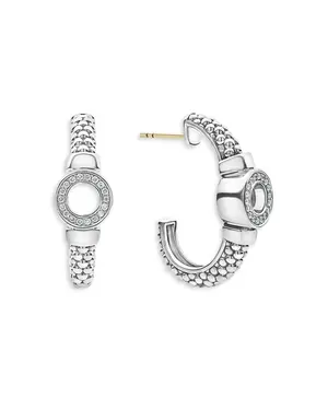 Lagos Sterling Diamond Hoop Earrings