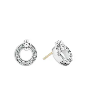 Lagos Sterling Diamond Circle Stud Earrings - Silver