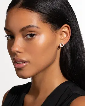 Lagos Sterling Diamond Circle Stud Earrings - Silver