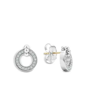 Lagos Sterling Diamond Circle Stud Earrings - Silver
