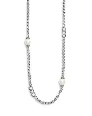 Lagos Sterling Pearl Station Necklace - Silver