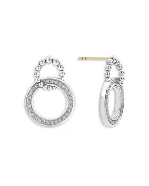 Lagos Sterling Diamond Drop Earrings - Silver