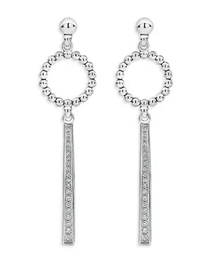 Lagos Sterling Caviar Spark Diamond Drop Earrings - Silver