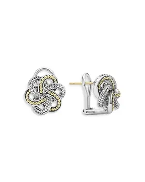 Lagos Sterling And 18k Yellow Gold Love Knot Stud Earrings - Silver