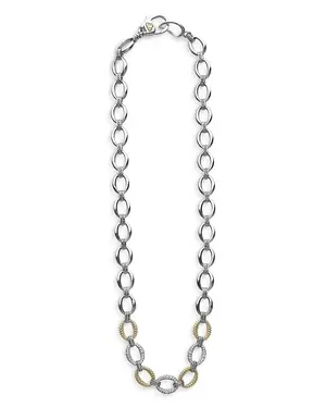 Lagos Caviar Luxe Diamond Link Necklace