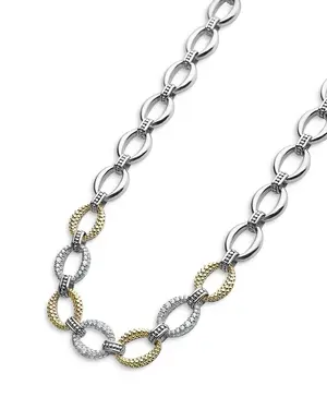 Lagos Caviar Luxe Diamond Link Necklace
