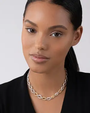 Lagos Caviar Luxe Diamond Link Necklace