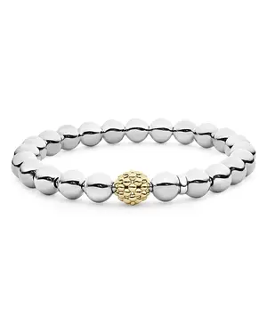 Lagos Sterling & 18k Yellow Gold Caviar Bracelet - Silver