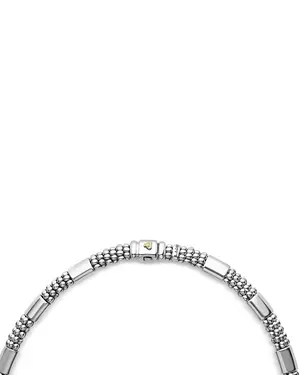 Lagos Sterling Silver And 18k Gold Diamond High Bar Necklace