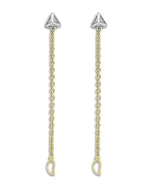Lagos Sterling & 18k Yellow Gold Caviar Diamond Chain Drop Earrings