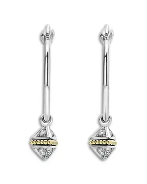 Lagos 18k Yellow Gold & Sterling Diamond Hoop Earrings