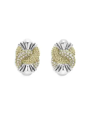 Lagos Sterling Silver And 18k Yellow Gold Diamond Knot Earrings