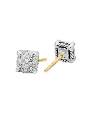 David Yurman Sterling Petite Chatelaine Diamond Stud Earrings - Silver
