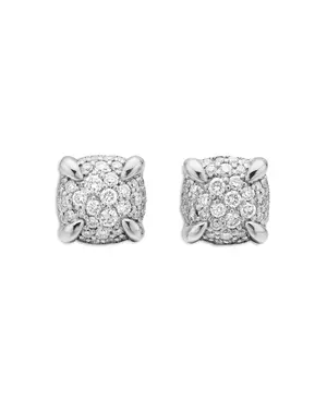 David Yurman Sterling Petite Chatelaine Diamond Stud Earrings - Silver