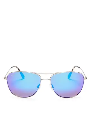 Maui Jim Cliff House Aviator Sunglasses - Silver/blue Hawaii Mirror