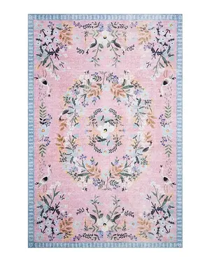 RIFLE PAPER CO. Palais Pal-03 Area Rug, 5' X 7'6 - Rose/sky