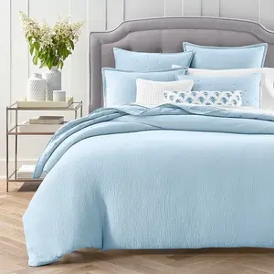 SKY Textured Matelasse Duvet Cover Set, King - Exclusive Coast Blue