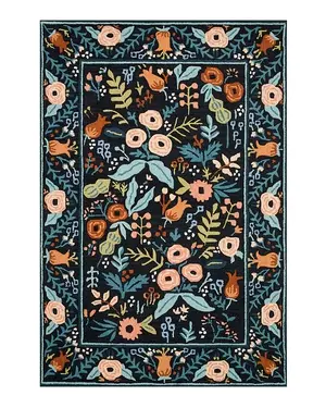 RIFLE PAPER CO. Les Fleurs Les-01 Area Rug, 5' X 7'6 - Black