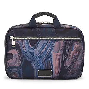Tumi Voyageur Madeline Cosmetic Case Navy Liquid Print