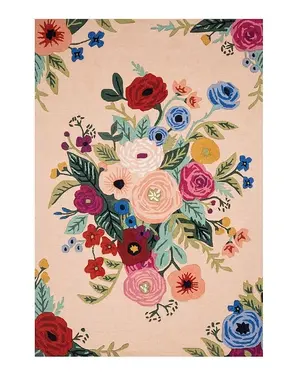 RIFLE PAPER CO. Les Fleurs Les-03 Area Rug, 3'6 X 5'6 - Blush/multi