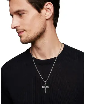 David Yurman Chevron Cross Pendant In Sterling 40mm