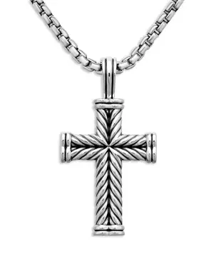 David Yurman Chevron Cross Pendant In Sterling 40mm