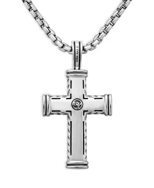 David Yurman Chevron Cross Pendant In Sterling 40mm