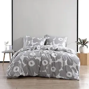 Marimekko Unikko Blue Comforter Set, King - Gray