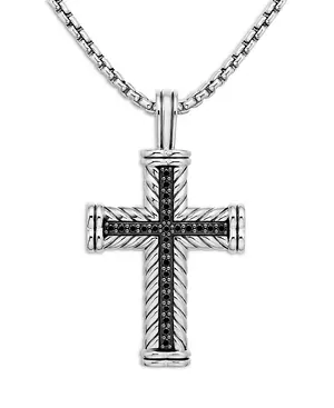 David Yurman Chevron Cross Pendant With Black Diamonds