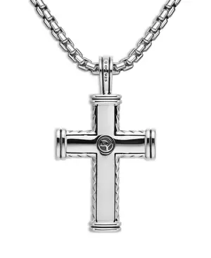 David Yurman Chevron Cross Pendant With Black Diamonds - Black/silver