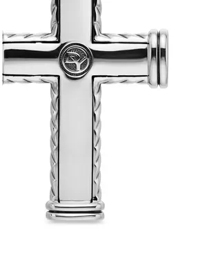 David Yurman Chevron Cross Pendant With Black Diamonds - Black/silver