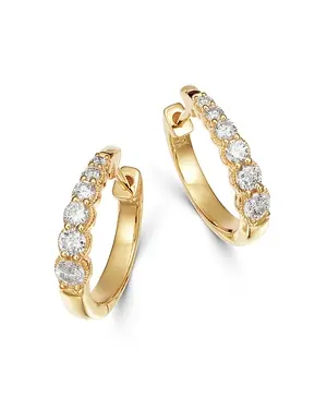 Bloomingdale'S Diamond Graduated Hoop Earrings - White/gold
