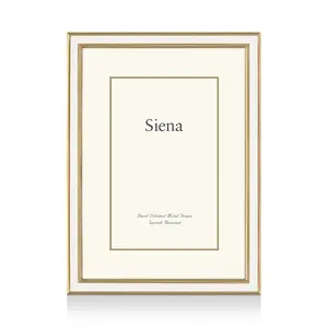 SIENA Wide Enamel With Gold Frame, 4 X 6 - White