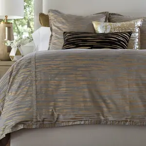 LILI ALESSANDRA Zara Duvet Cover, King - Light Gray/gold