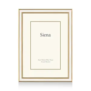 SIENA Wide Enamel With Gold Frame, 5 X 7 - White