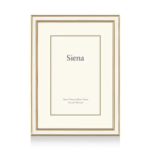 SIENA Enamel With Gold Frame, 8 X 10 - White
