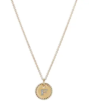 David Yurman Cable Collectibles Initial Pendant With Diamonds F