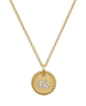 David Yurman Cable Collectibles Initial Pendant With Diamonds K