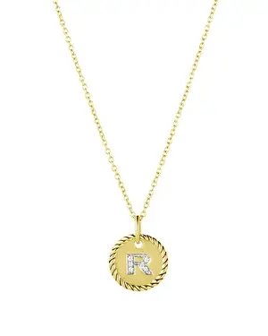 David Yurman Cable Collectibles Initial Pendant With Diamonds R