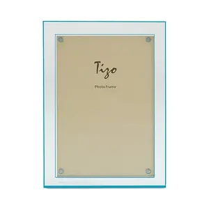 TIZO Double Border Lucite Frame, 5 X 7 - Clear/turquoise