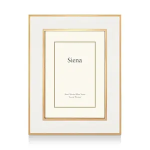 SIENA Wide Enamel With Gold Frame, 8 X 10 - White