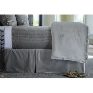 LILI ALESSANDRA Aria Tailored 3 Panel Bedskirt - Light Gray