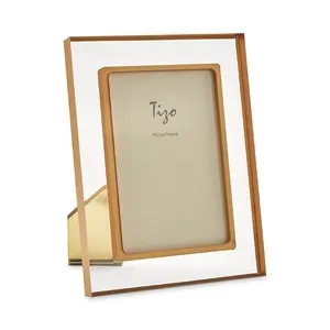 TIZO Lucite Bordered Easel Back 5 X 7 Picture Frame - Gold