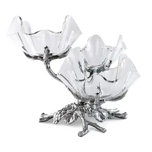 VAGABOND HOUSE 3 Tier Grape Stand With Acrylic Bowls - Silver